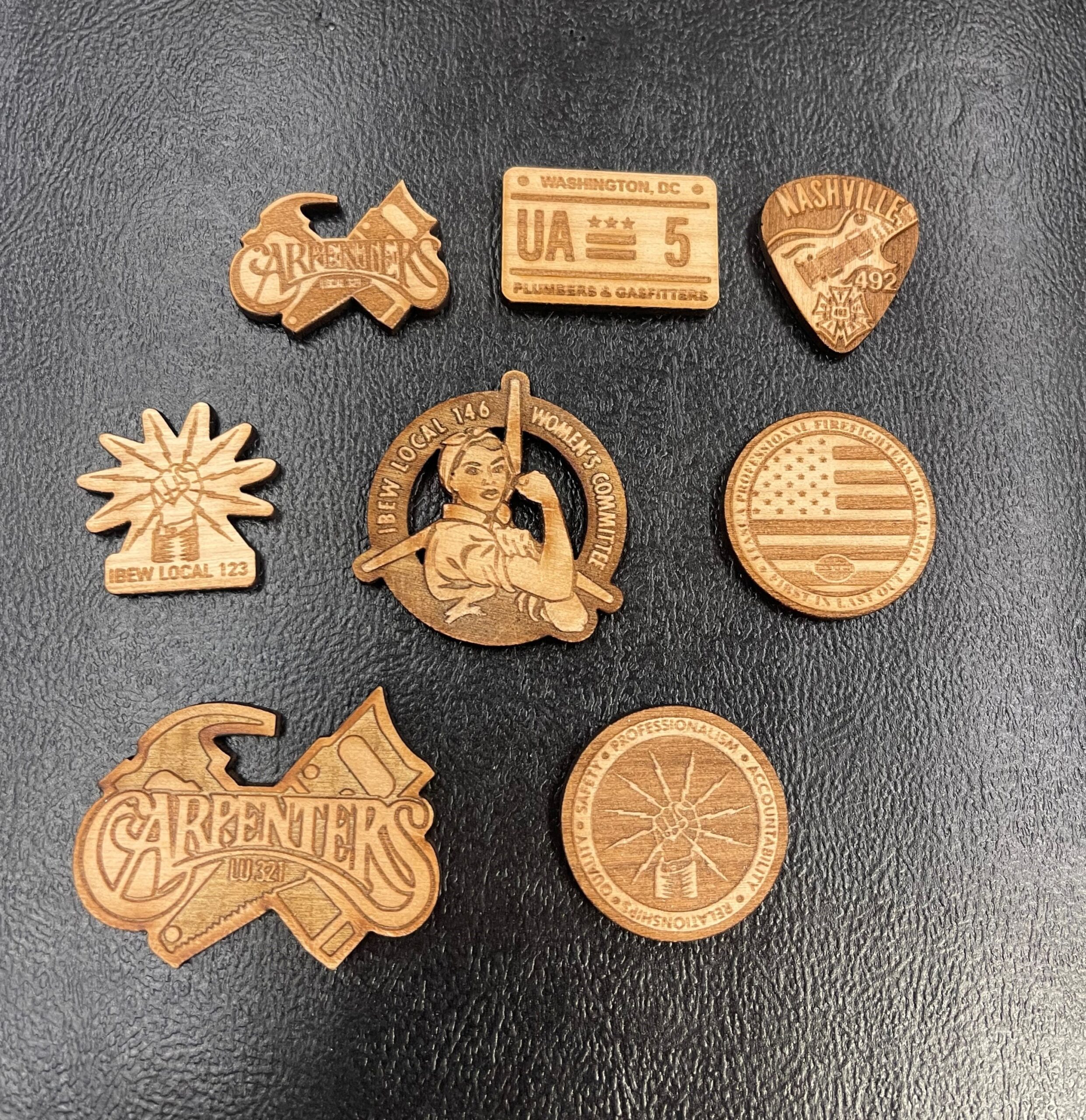 Union Wood Lapel Pins - The Frank Doolittle Company